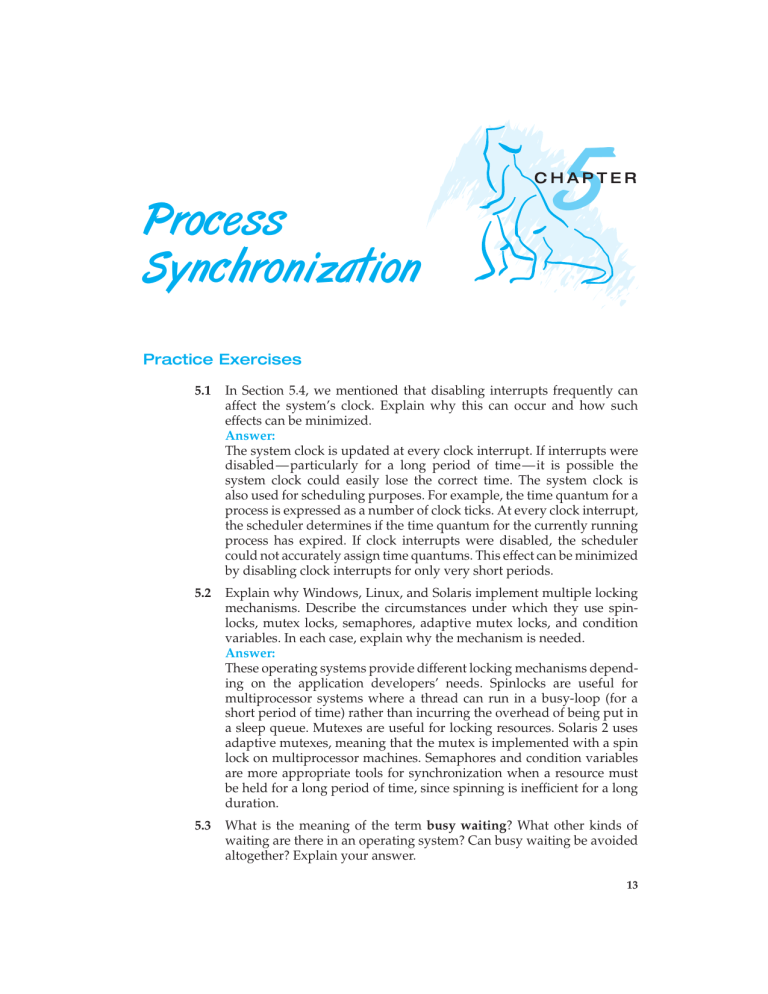 Process Synchronization & CPU Scheduling Practice Exercises