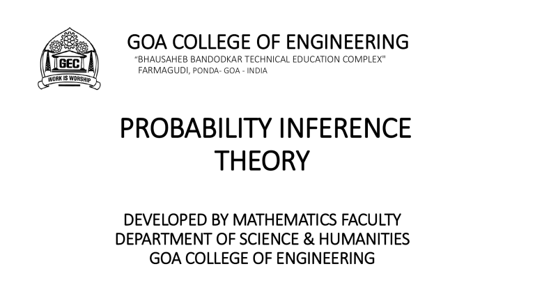 Probability Inference Theory: Sampling, Estimation & Hypothesis Testing