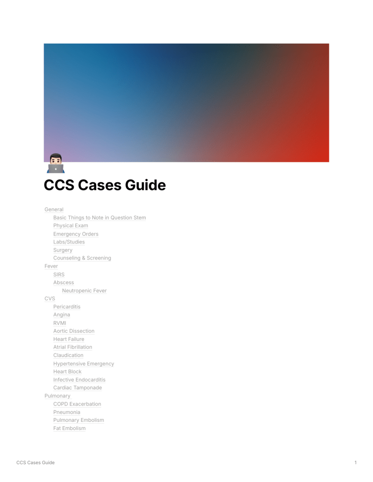 CCS Cases Guide: Diagnosis & Treatment for Medical Conditions