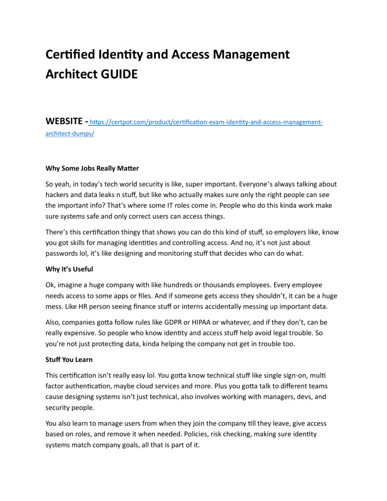 IAM Architect Certification Guide: Secure Access & Career