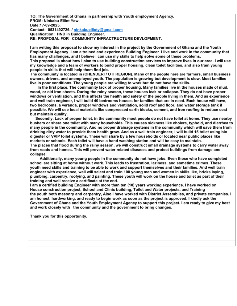 Community Infrastructure Development Proposal - Ghana
