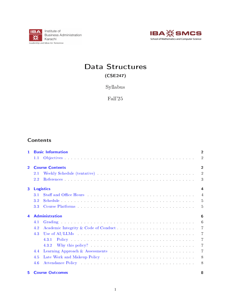 Data Structures (CSE247) Syllabus - Fall '25