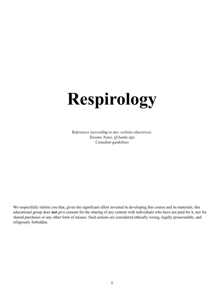 Respirology Study Guide: PFTs, ABGs, Airway & Lung Diseases