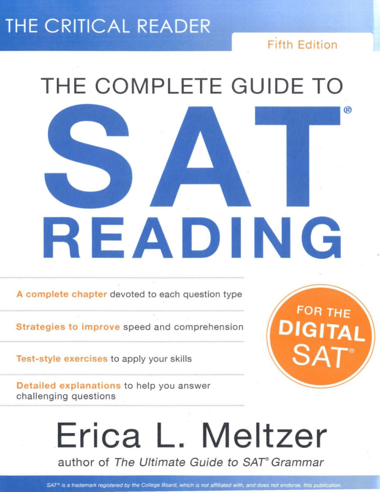 SAT Reading: The Complete Guide - Erica Meltzer, 5th Edition