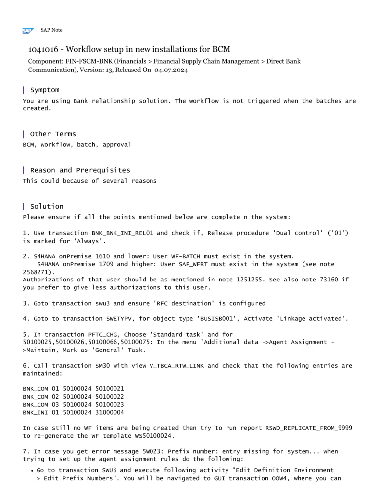 SAP BCM Workflow Setup: Troubleshooting & Configuration Guide