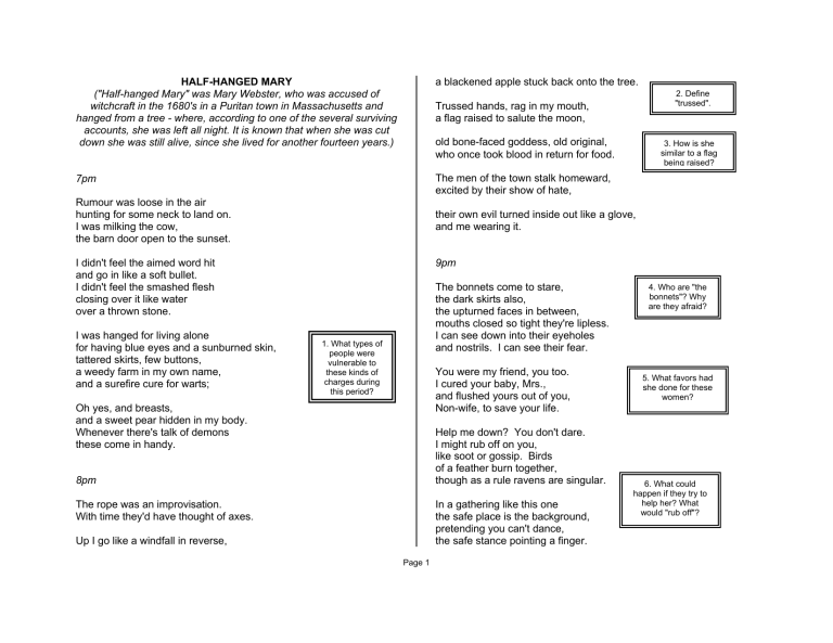 Half-Hanged Mary Poem Analysis by Margaret Atwood