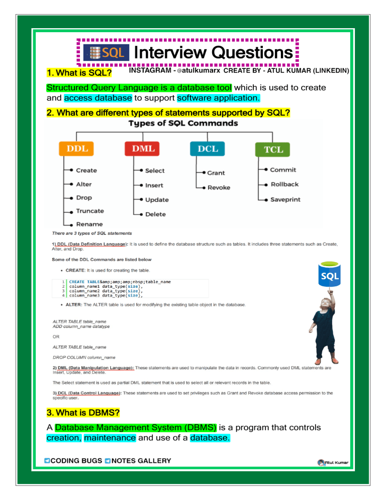 SQL Interview Questions and Answers: Database Concepts Guide