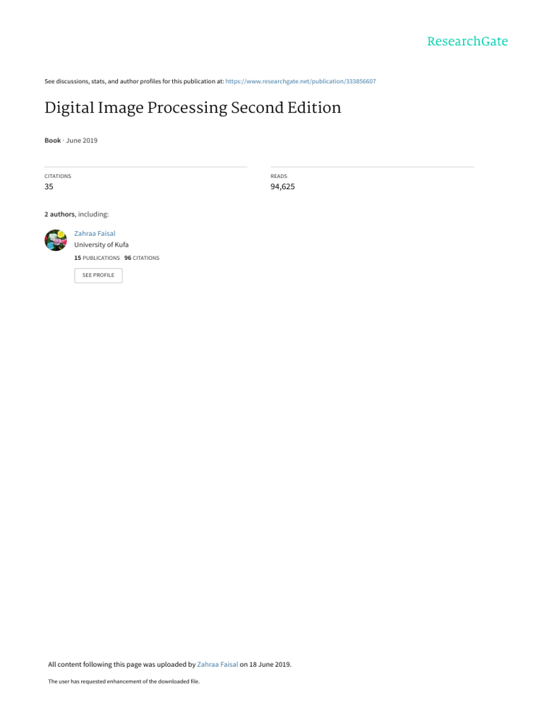 Digital Image Processing Second Edition: Textbook for College & Grad ...