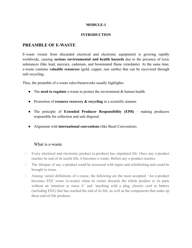 E-waste Management: Introduction & Global Context