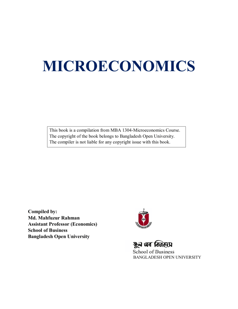 Microeconomics Coursebook: Demand, Supply, and Market Structures