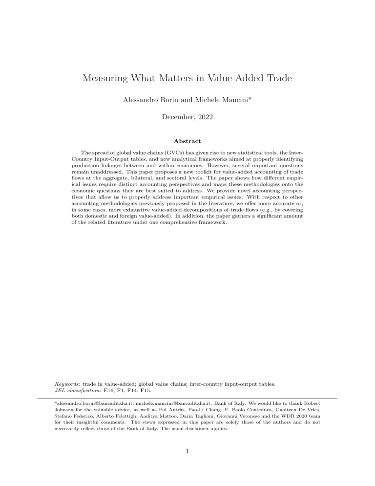 Value-Added Trade Measurement: GVCs & Accounting
