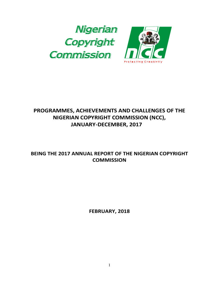 Nigerian Copyright Commission 2017 Annual Report