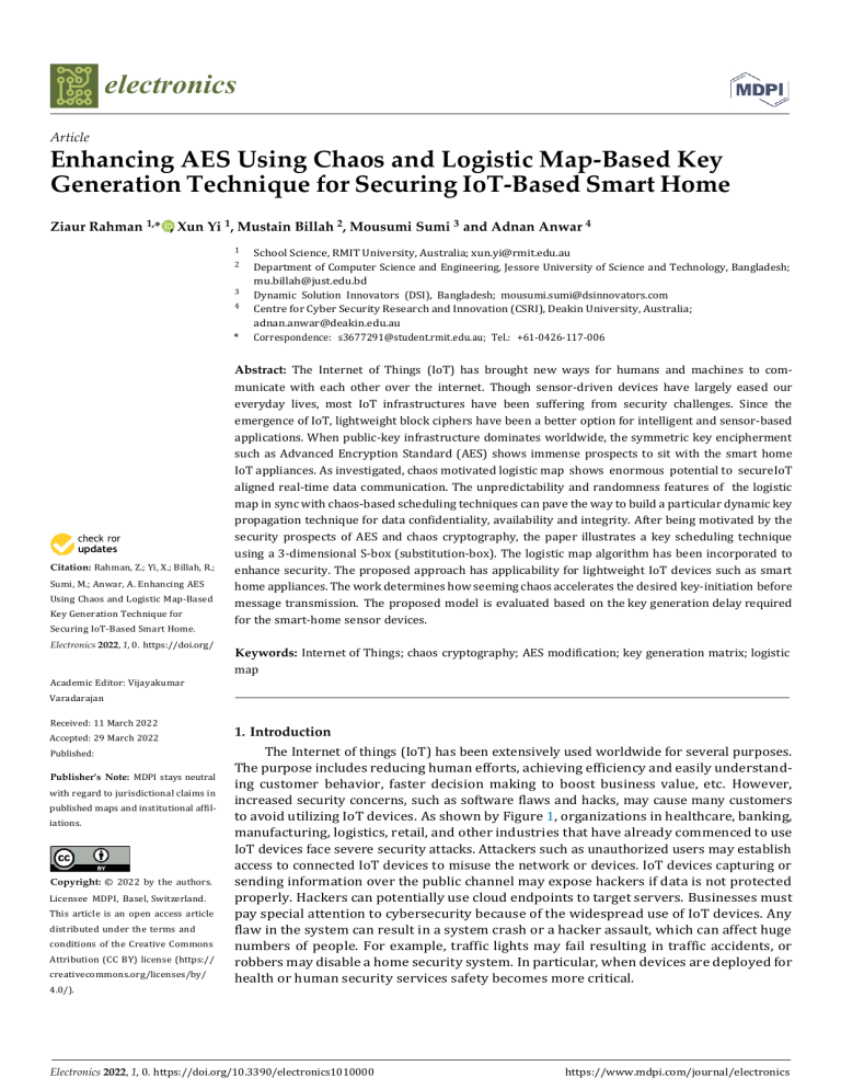 Enhancing AES for IoT Security: Chaos & Logistic Map Key Generation