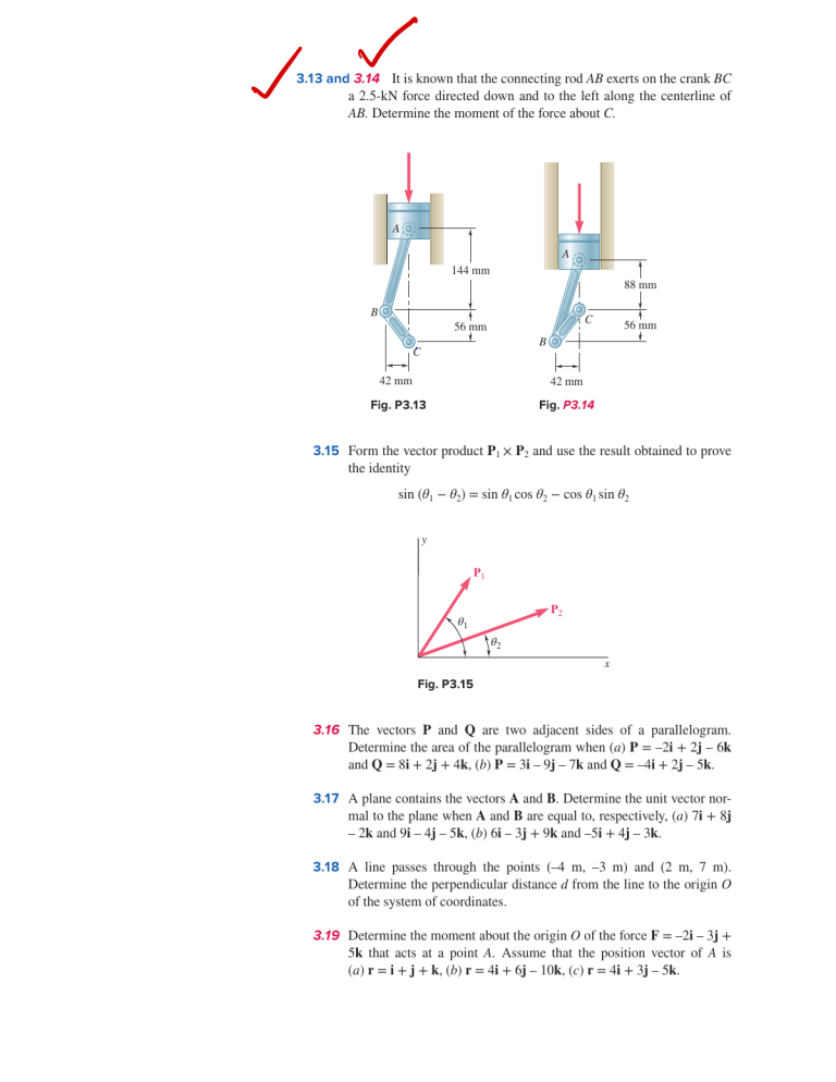Statics Problems: Force Moments & Vector Products