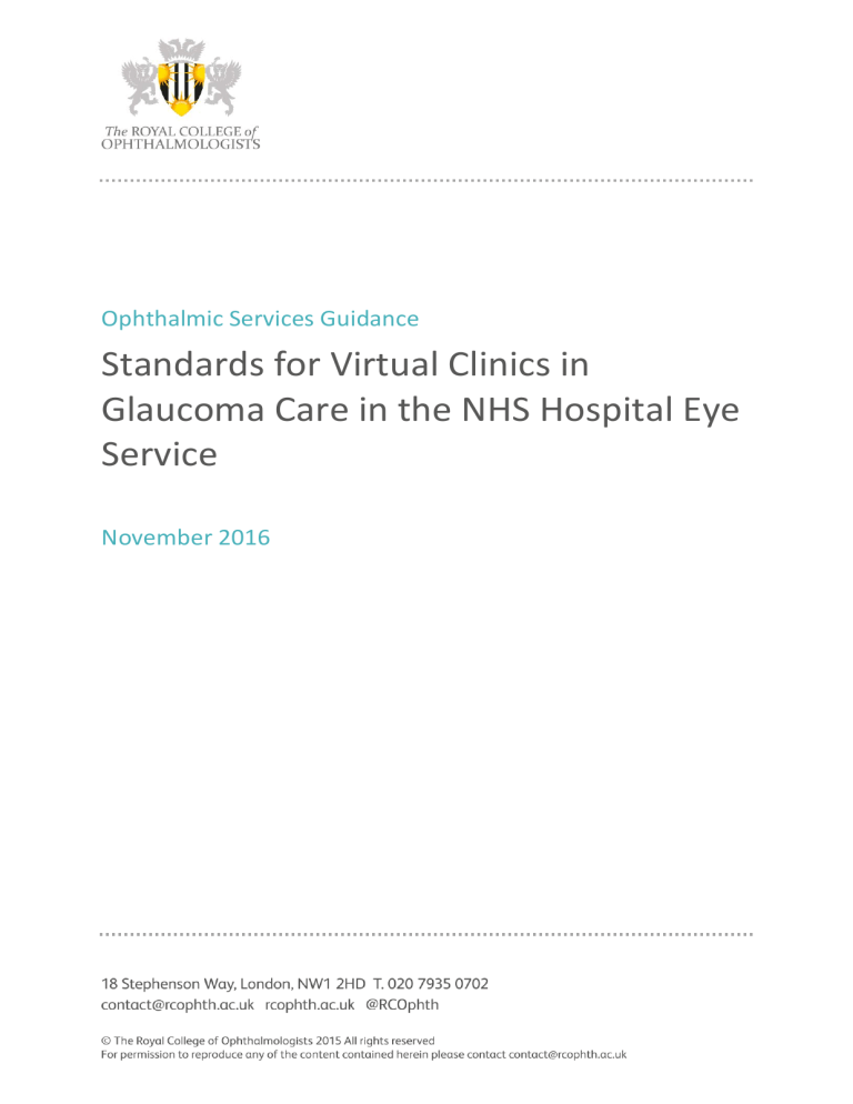 Glaucoma Virtual Clinic Standards: NHS Guidance (2016)