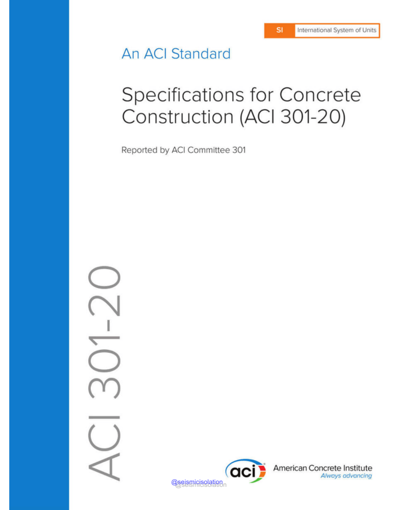 ACI 301-20: Specifications for Concrete Construction Standard