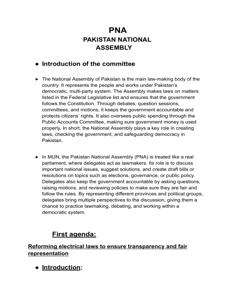 Pakistan National Assembly: Electoral Reform for Transparency & Fair ...