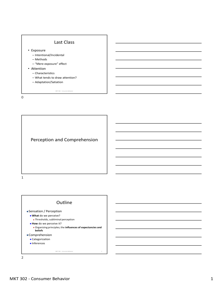 Consumer Behavior: Perception & Comprehension (MKT 302 Lecture)