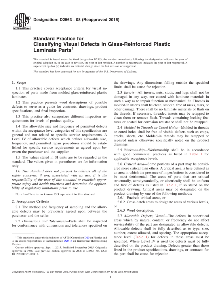 ASTM D2563: Classifying Visual Defects in Glass-Reinforced Plastic ...