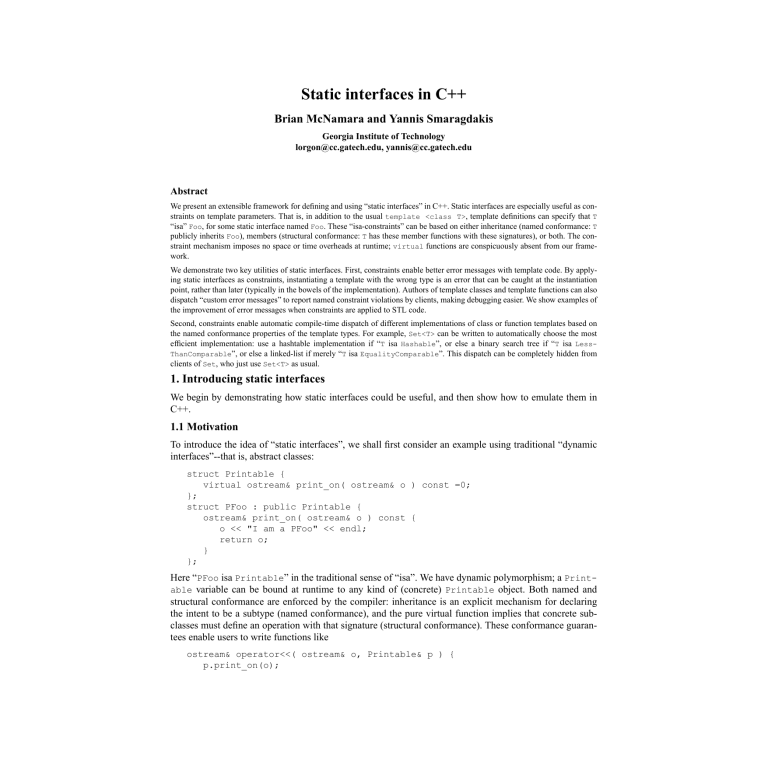 Static Interfaces in C++: Template Constraints & Polymorphism