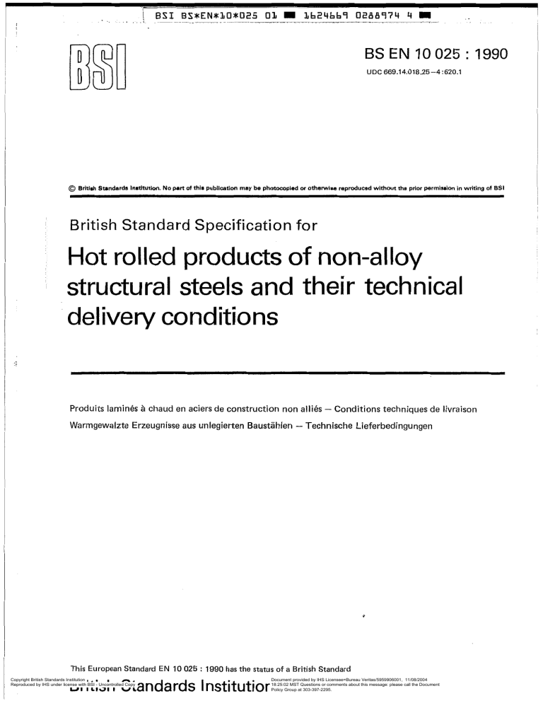 BS EN 10025: Non-Alloy Structural Steel Specs