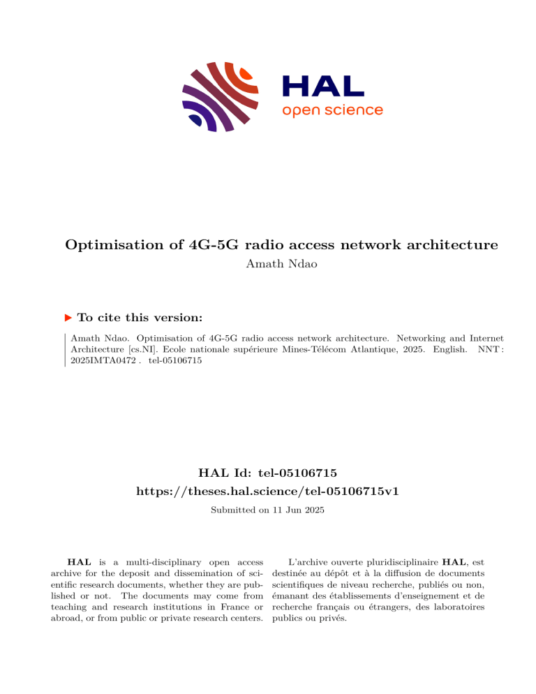 4G-5G Radio Access Network Architecture Optimization