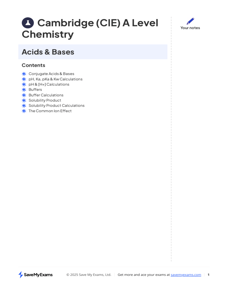 Acids & Bases: A Level Chemistry Notes