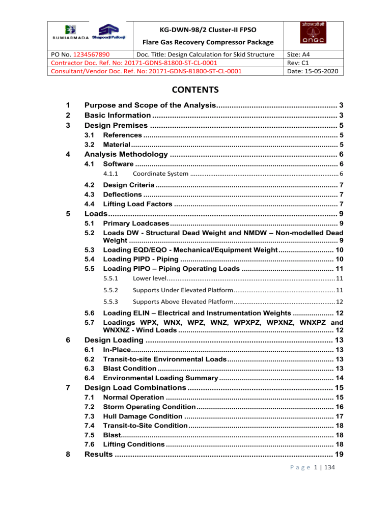 FPSO Flare Gas Recovery Compressor Skid Structure Design Calculation
