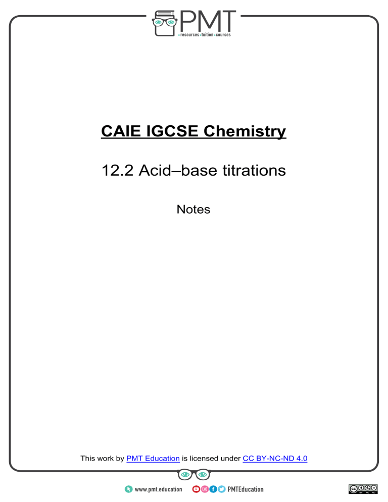 Acid-Base Titration Notes | IGCSE Chemistry