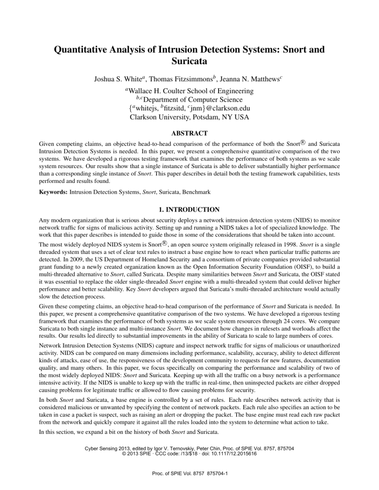 Snort vs. Suricata: Intrusion Detection System Performance Analysis