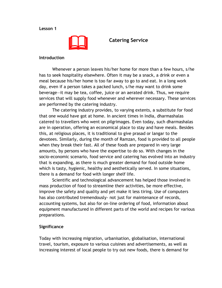 Catering Service: Introduction & Basic Concepts