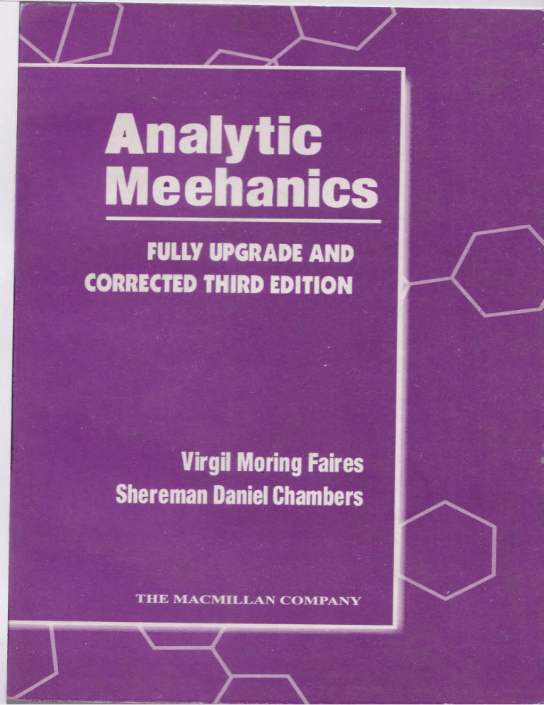 Analytic Mechanics Textbook by Faires & Chambers | Engineering