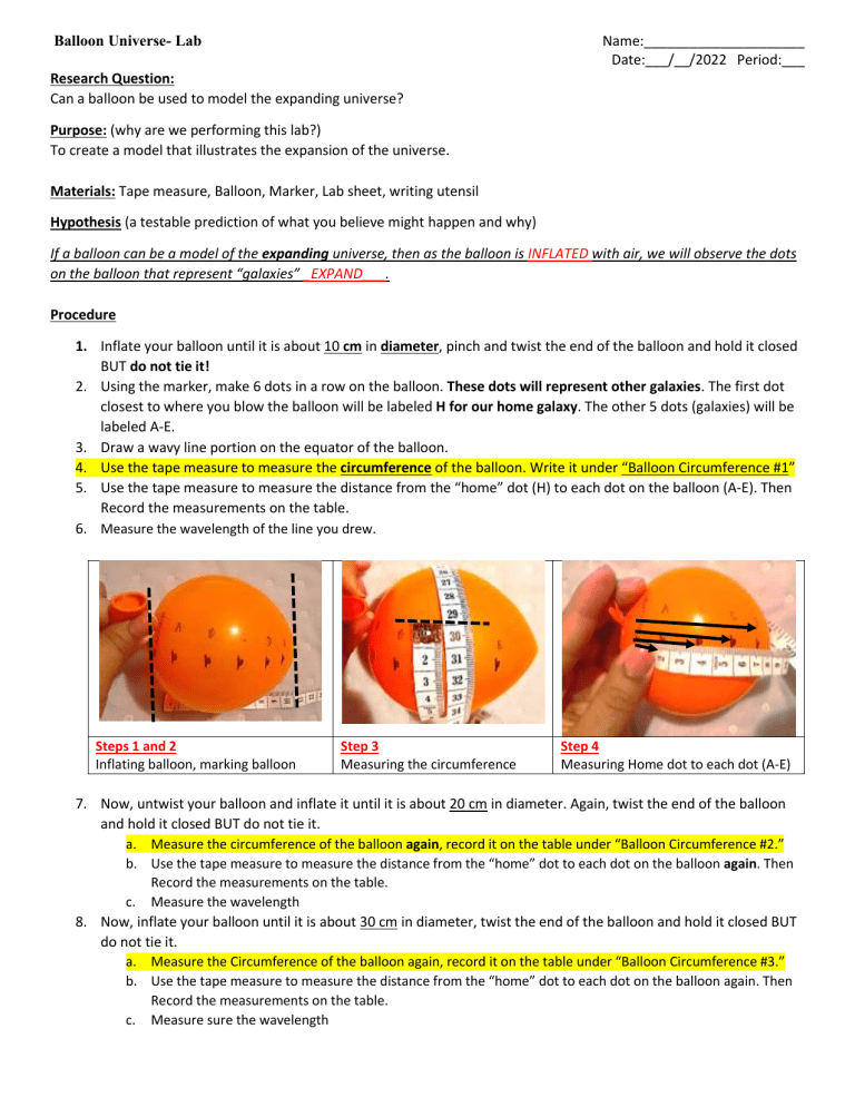 Balloon Universe Lab: Expanding Universe Model