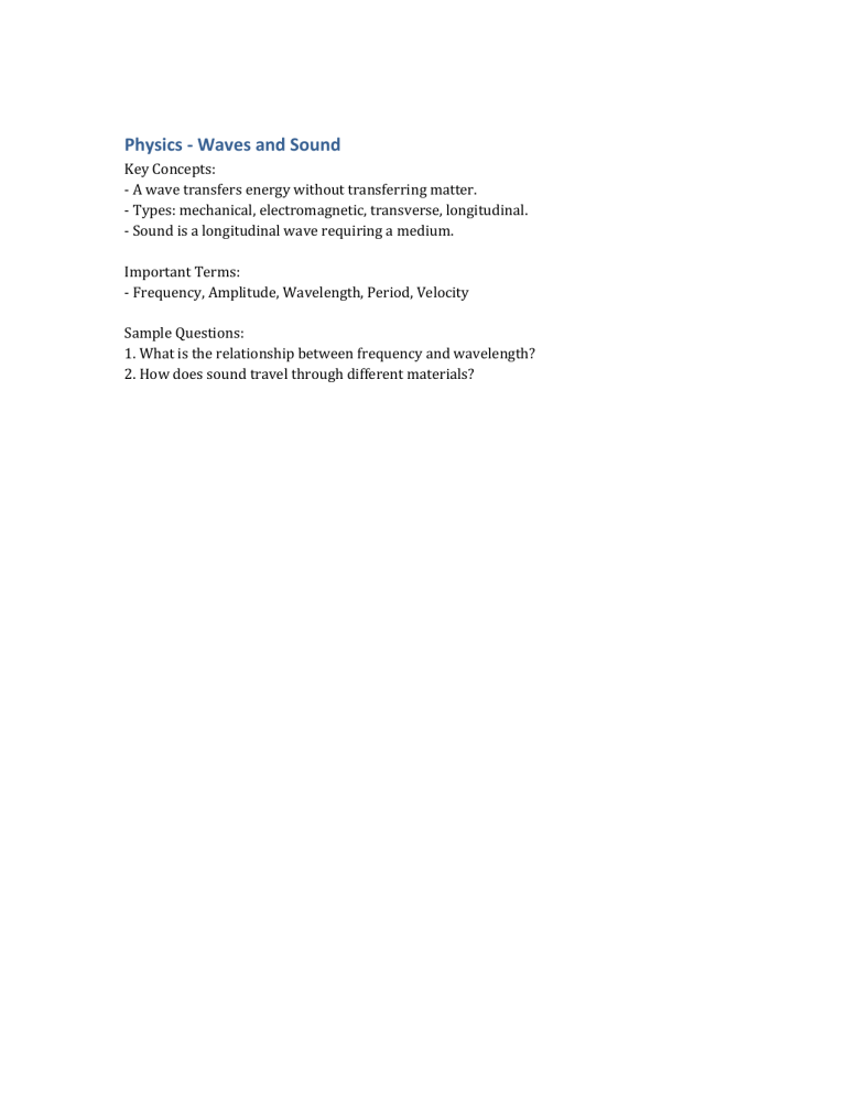 Physics: Waves and Sound Study Guide