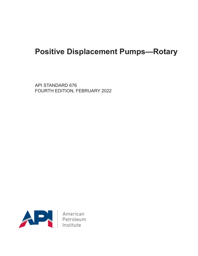API Standard 676: Positive Displacement Rotary Pumps