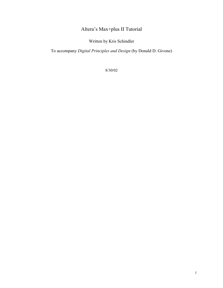 Altera Max+plus II Tutorial: Digital Design & Simulation