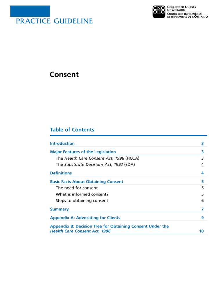 Consent Practice Guideline for Nurses | CNO Health Care Law