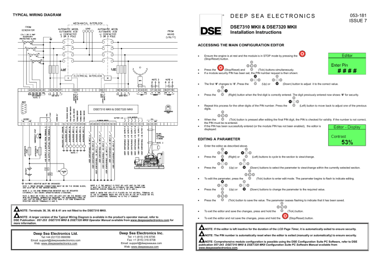DSE7310 MKII & DSE7320 MKII Installation & Configuration Guide