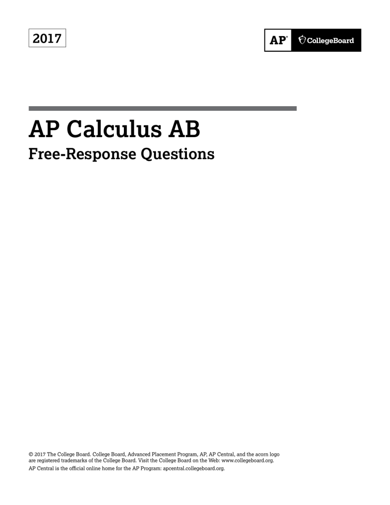 2017 AP Calculus AB Free-Response Questions - Official Exam