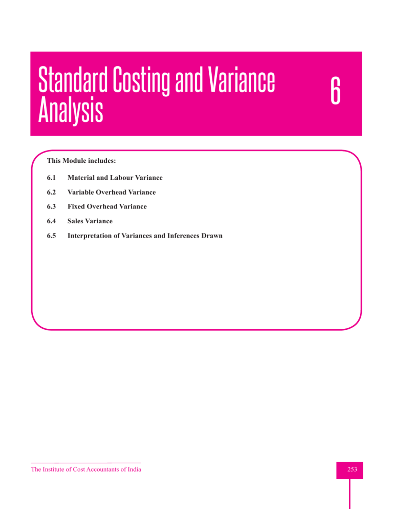 Standard Costing & Variance Analysis: Module Overview