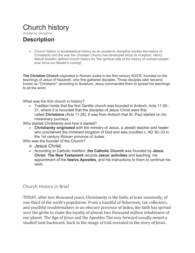 Church History: Origins, Development, and Key Ages of Christianity