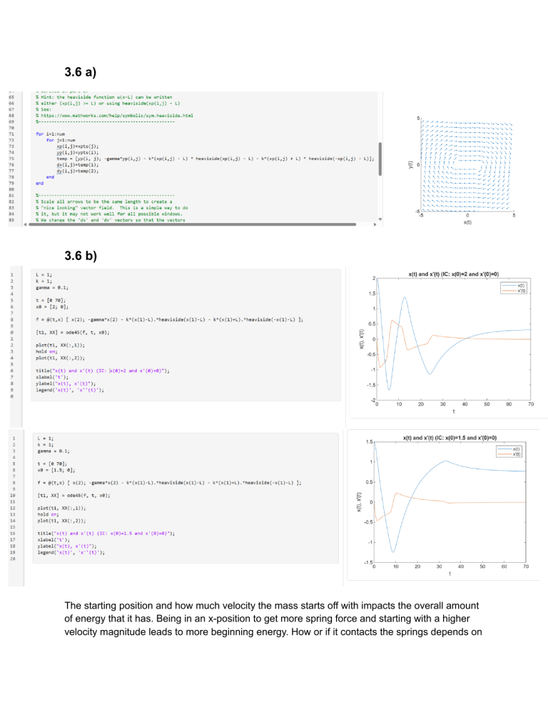 MATLAB Simulation of Mass-Spring System: Dynamics & Initial Conditions