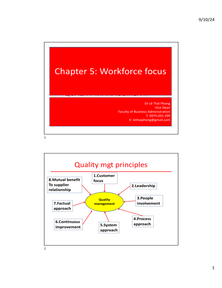 Workforce Focus & Motivation Theories in Quality Management