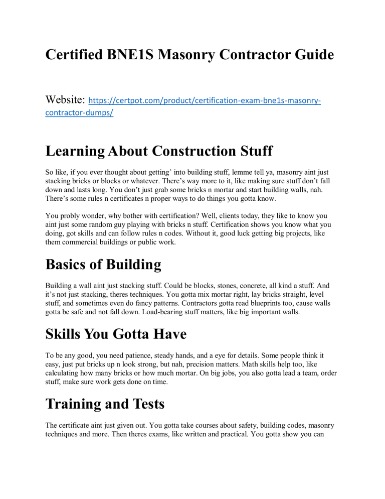 Masonry Contractor Guide: Certification & Skills