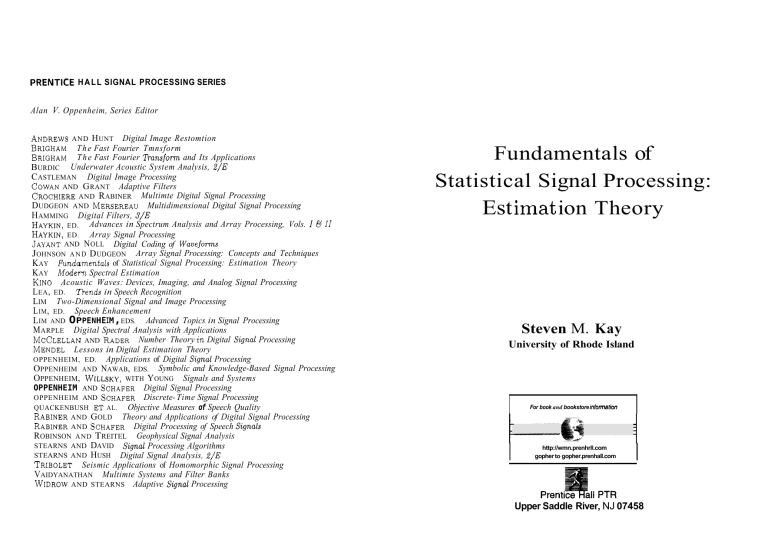 Statistical Signal Processing: Estimation Theory
