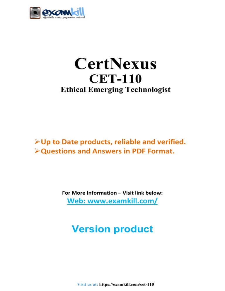 CertNexus CET-110 Exam Questions & Answers