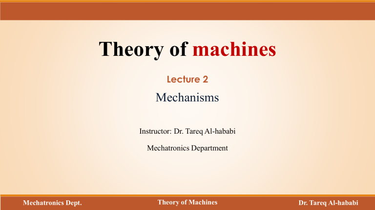 Theory of Machines: Mechanisms & Mobility (DOF)
