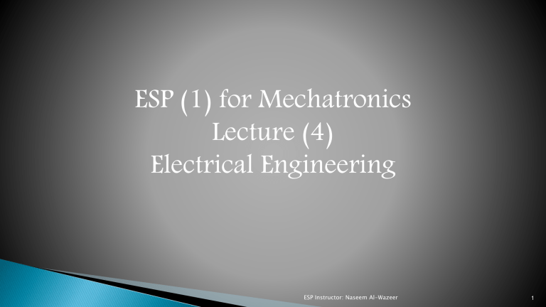 Electrical Engineering Basics for Mechatronics