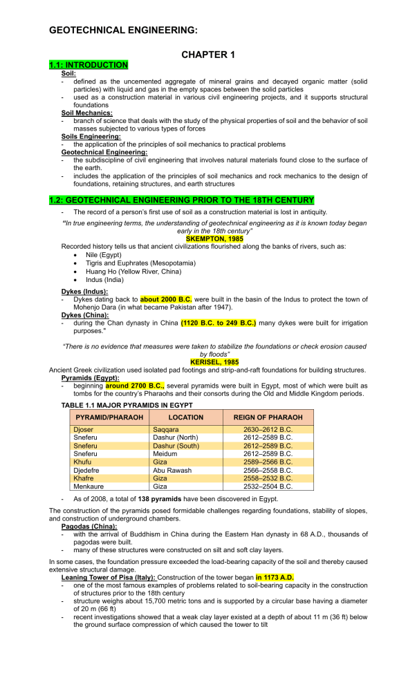 Geotechnical Engineering: Introduction & Historical Overview