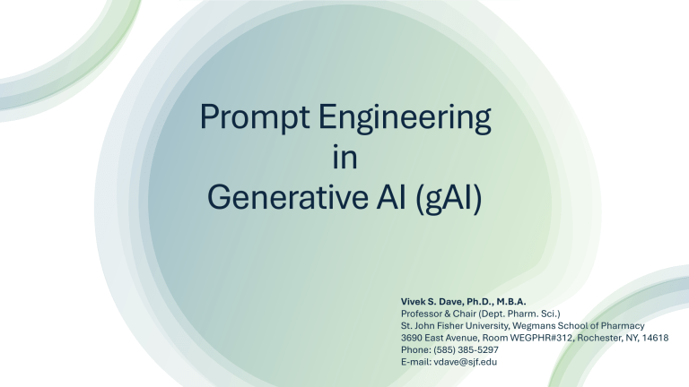 Prompt Engineering in Generative AI for Pharmacy Education